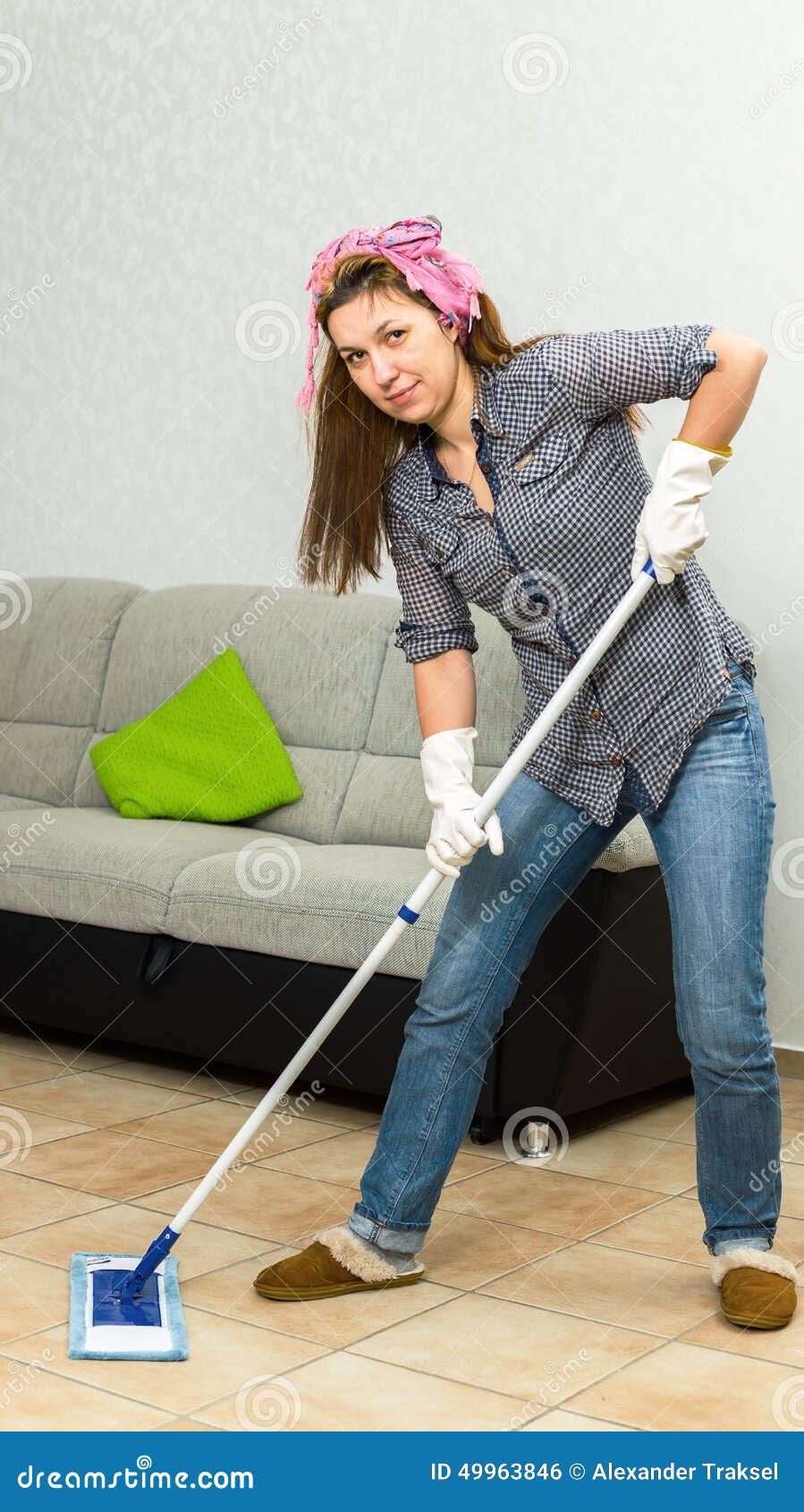 Woman Mopping Floor stock photo. Image of cleaning, holding - 49963846