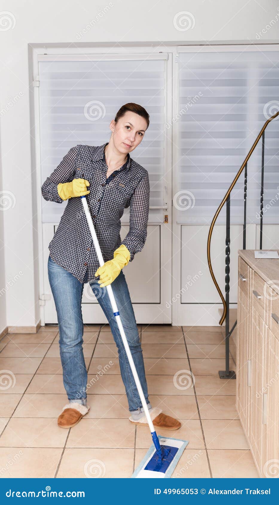 Woman Mopping Floor stock image. Image of domestic, color - 49965053