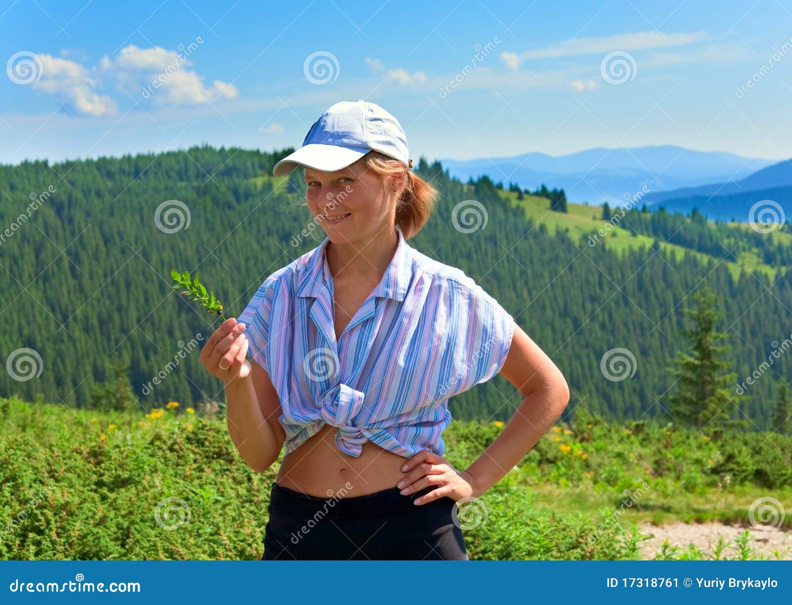Woman in a mountain walk stock image. Image of recreational - 17318761