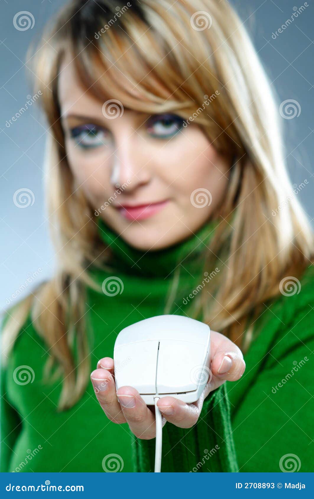 Woman with mouse stock image. Image of blonde, technology - 2708893