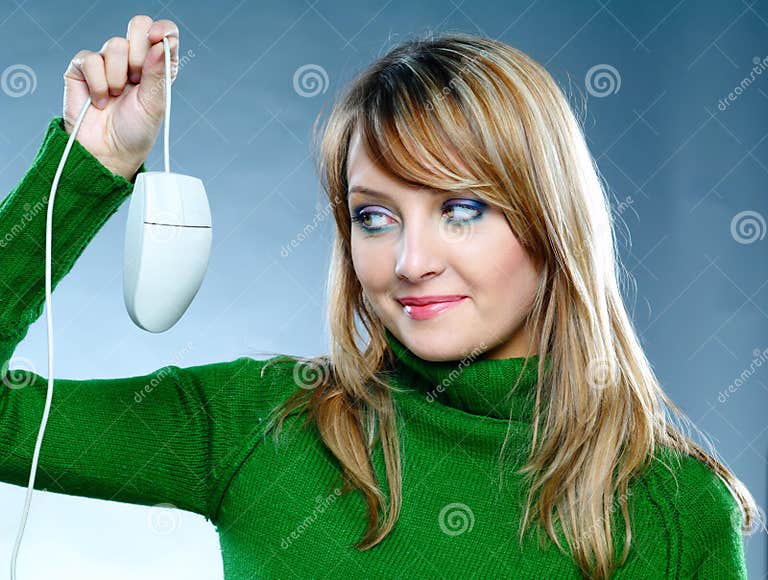 Woman with mouse stock image. Image of communicate, communication - 2708903