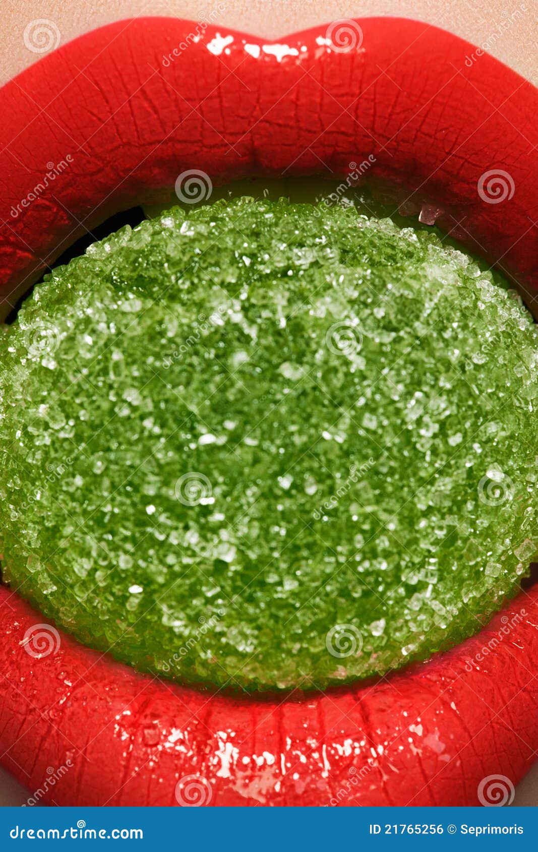 Woman Mouth. Bright Lips Make-up and Sweet Candy Stock Photo - Image of ...