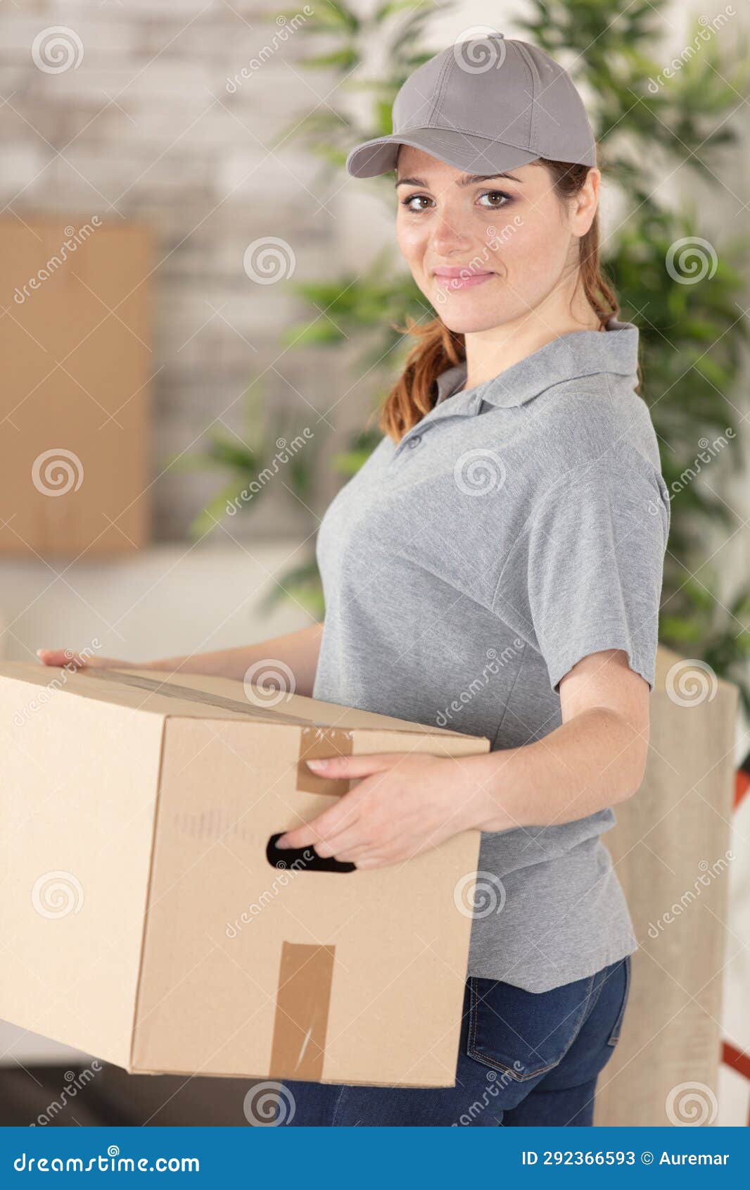 Woman Mover Moving in New Home with Boxes Stock Image - Image of ...