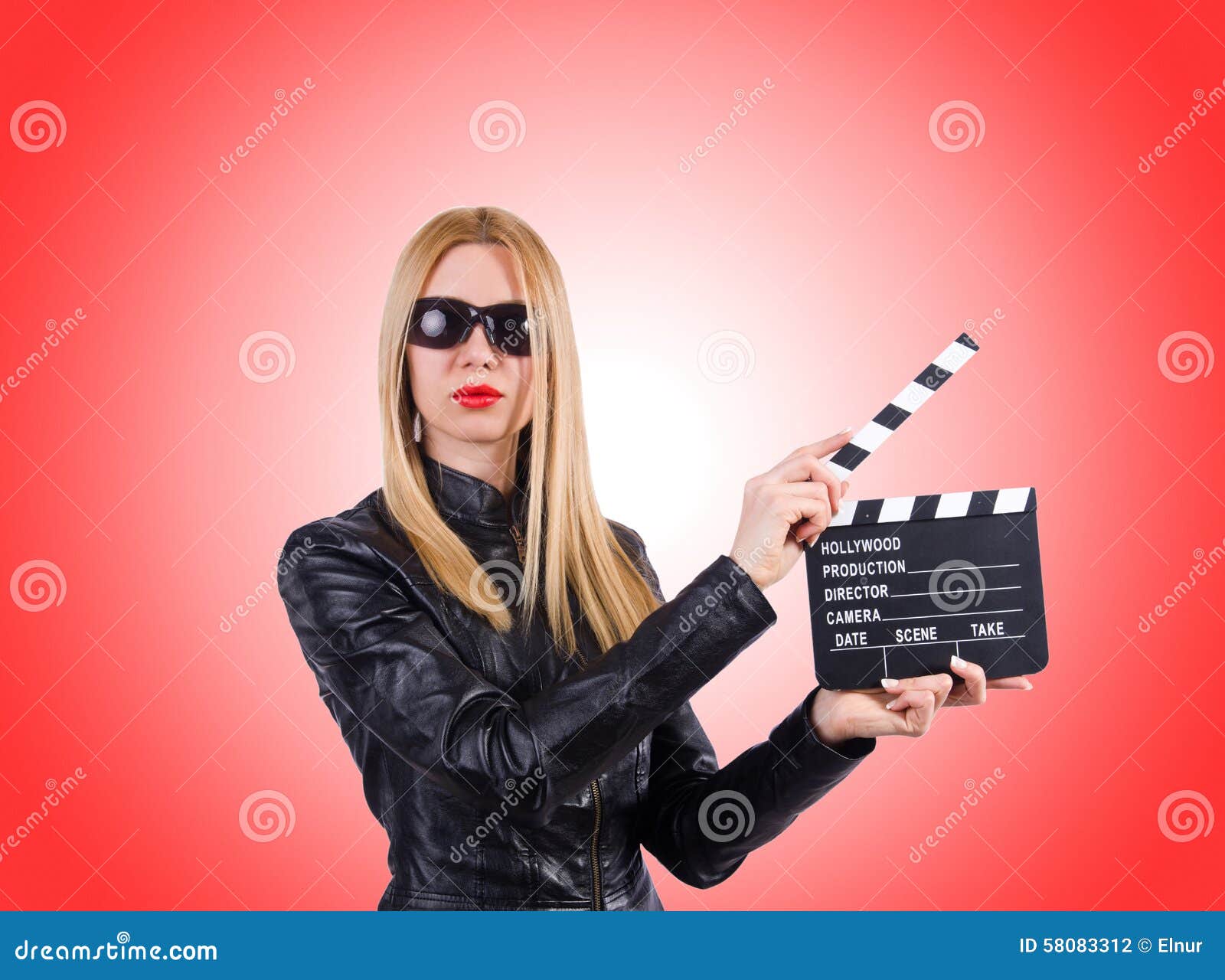 Woman with Movie Clapper on White Stock Photo - Image of attractive ...