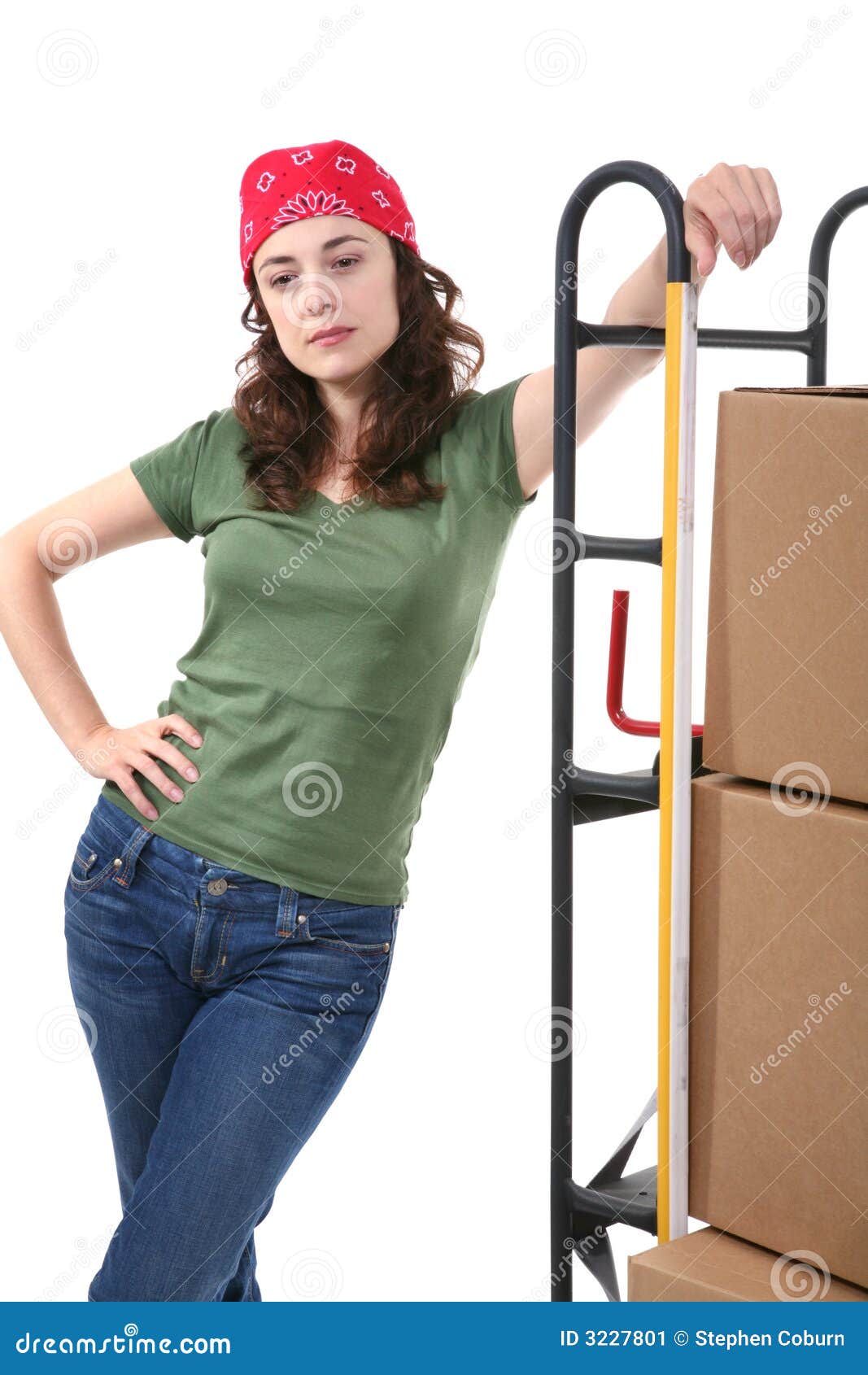 Woman with Moving Boxes stock image. Image of isolated - 3227801