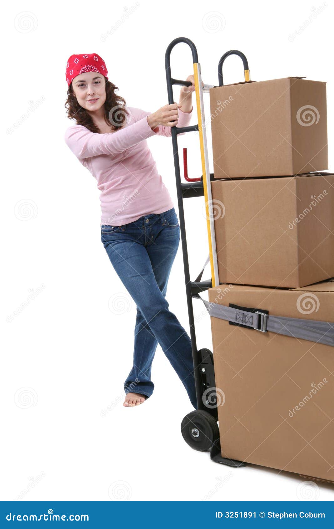 Woman with Moving Boxes stock image. Image of package - 3251891