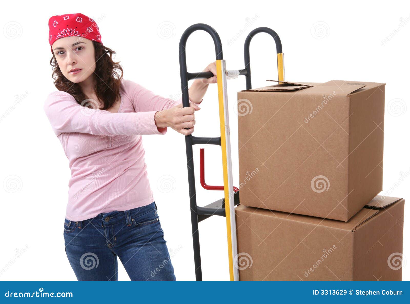 Woman with Moving Boxes stock image. Image of packing - 3313629