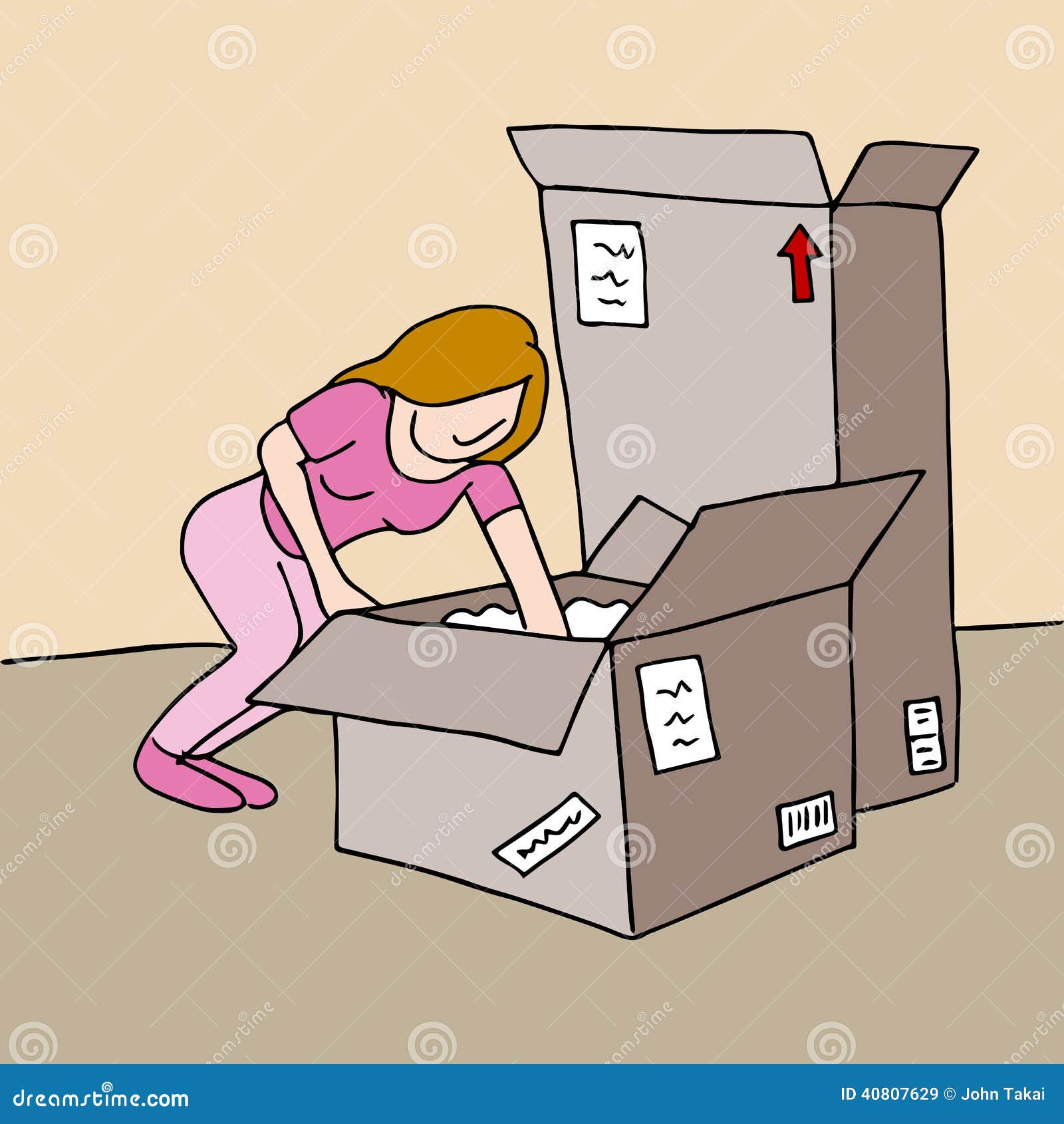Woman with Moving Boxes stock vector. Illustration of isolated - 40807629