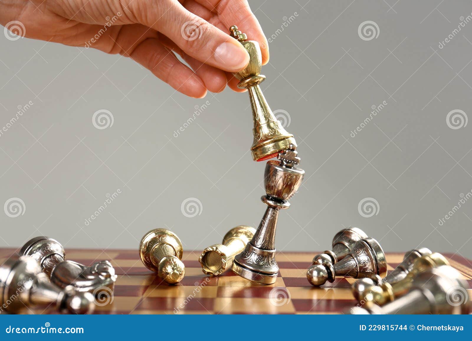 Woman Moving Chess Piece on Board, Closeup Stock Photo - Image of life ...