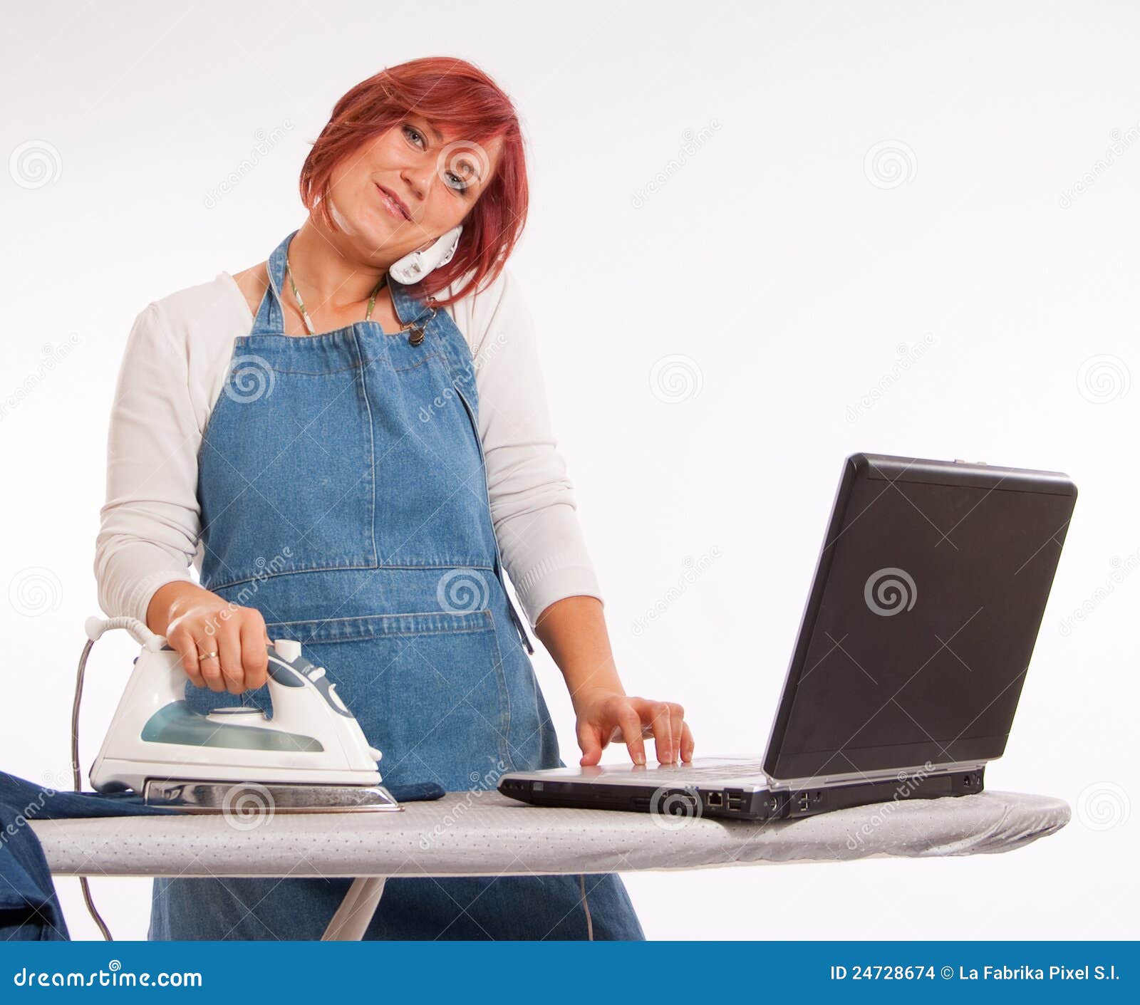 Woman Multitasking stock photo. Image of woman, house - 24728674