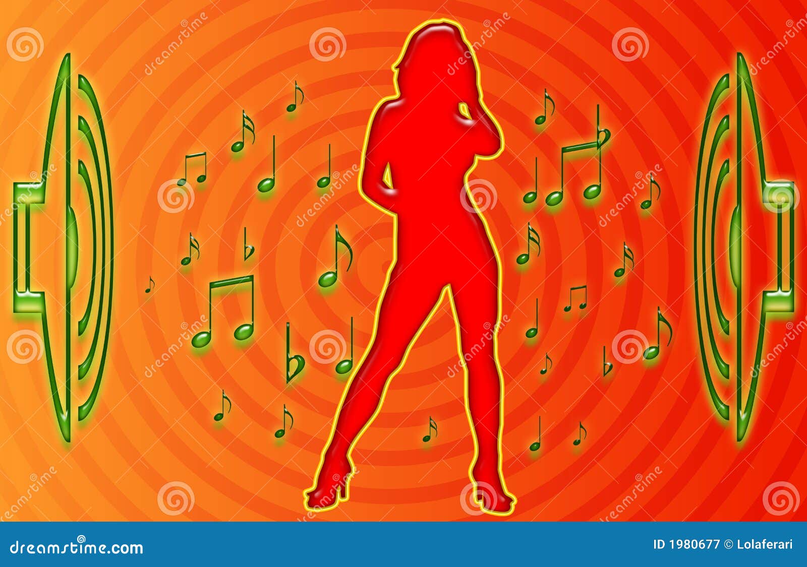 Woman and Music Abstract stock illustration. Illustration of female ...