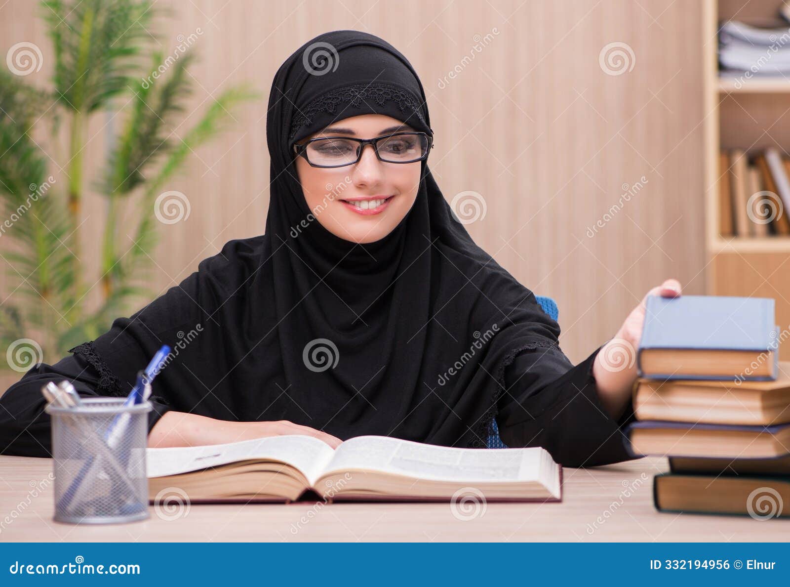 Woman Muslim Student Preparing for Exams Stock Photo - Image of hijab ...