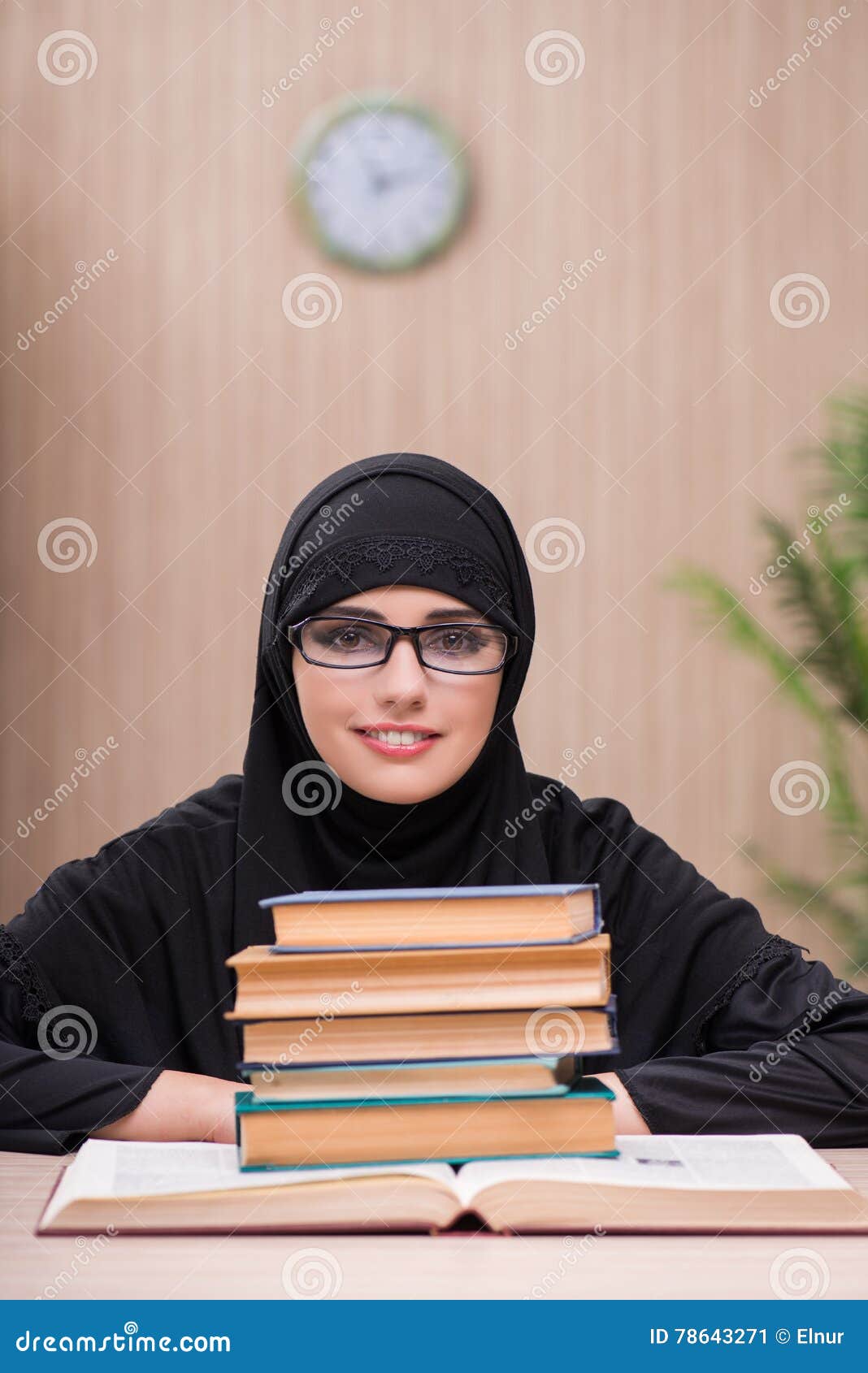 The Woman Muslim Student Preparing for Exams Stock Image - Image of ...