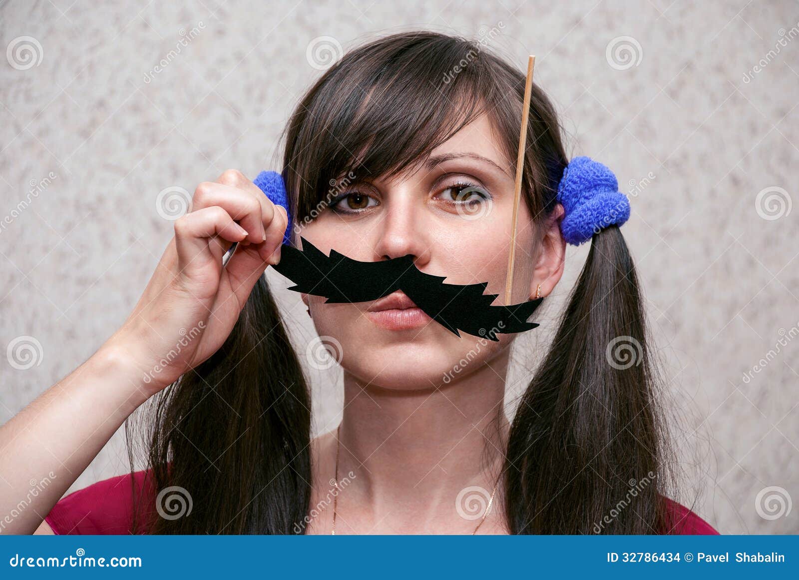 Woman with mustache stock photo. Image of playful, masquerade - 32786434