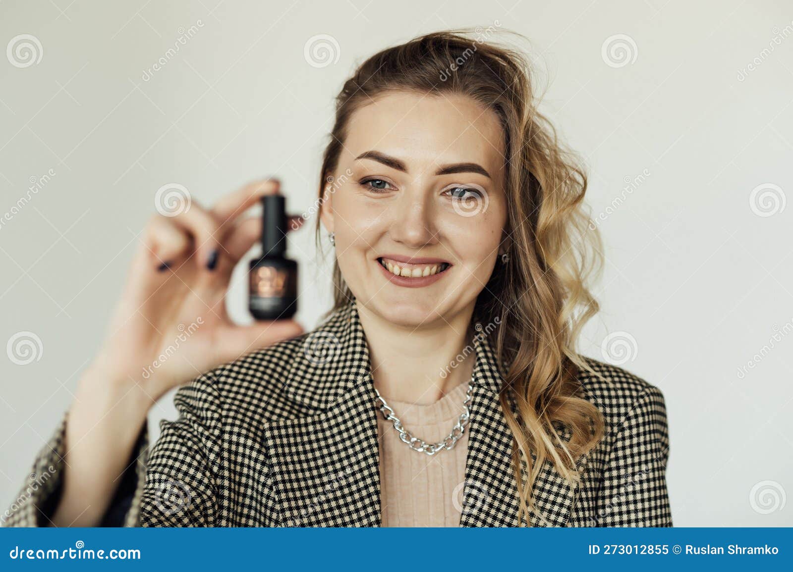 Woman Nails Master Demonstrates New Modern Nail Polish Stock Image