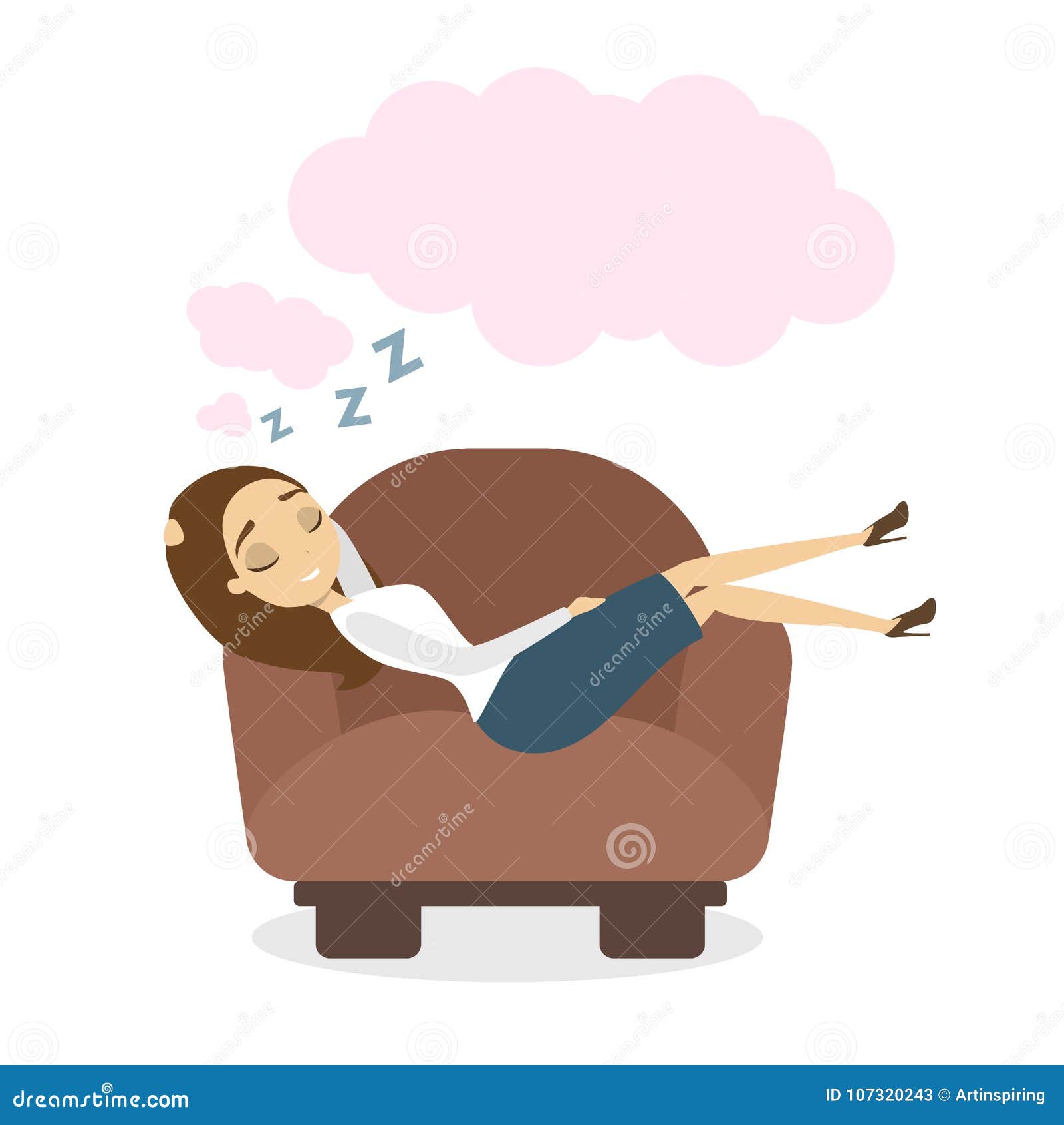 Woman napping in chair. stock vector. Illustration of fell - 107320243