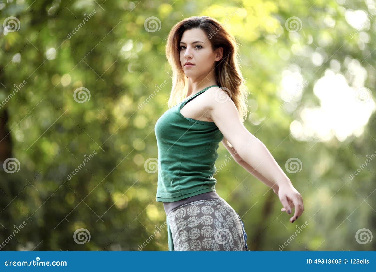 Woman in nature stock image. Image of green, adult, expressing - 49318603