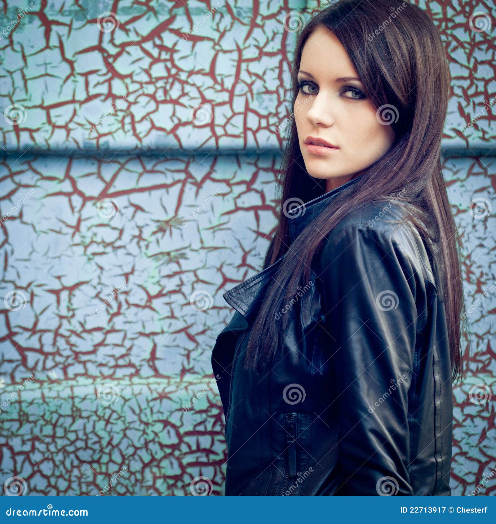 Woman near cracked wall stock image. Image of black, adult - 22713917