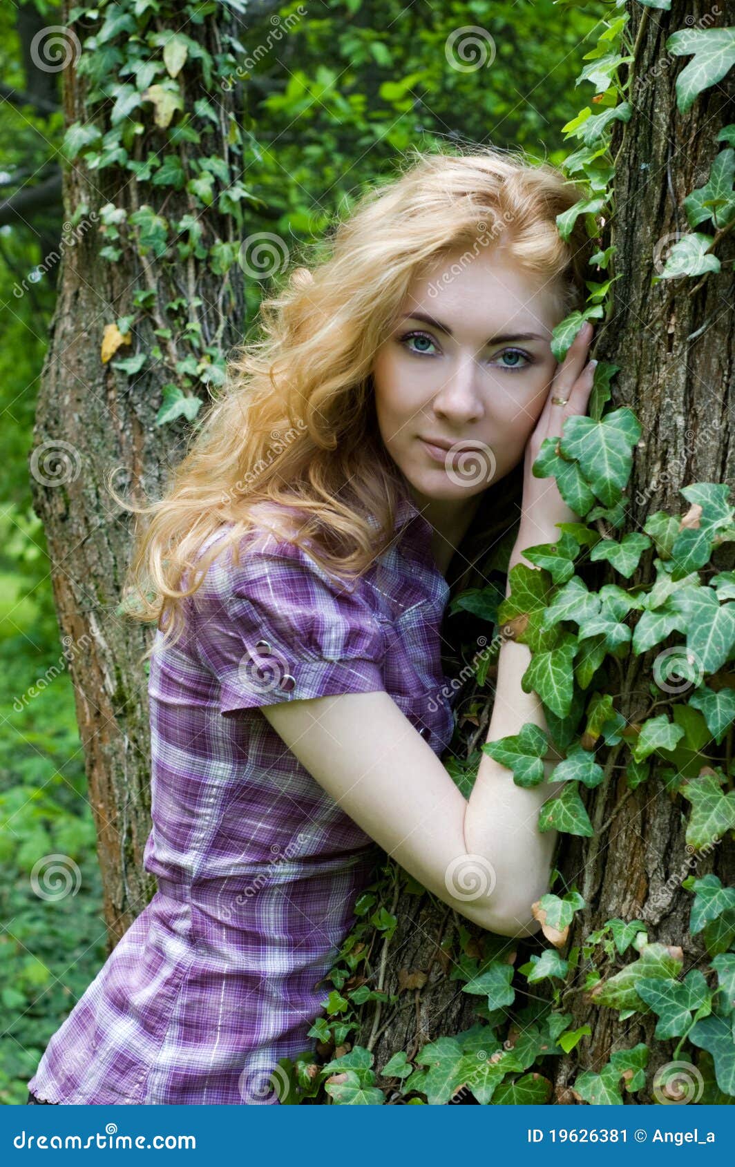 Woman Near Tree with Climber Plant Stock Image - Image of sensuality ...