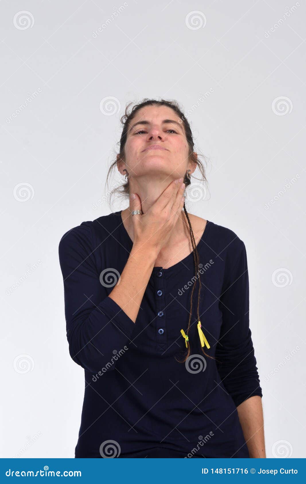 Woman with Neck on White Background Stock Photo - Image of person ...