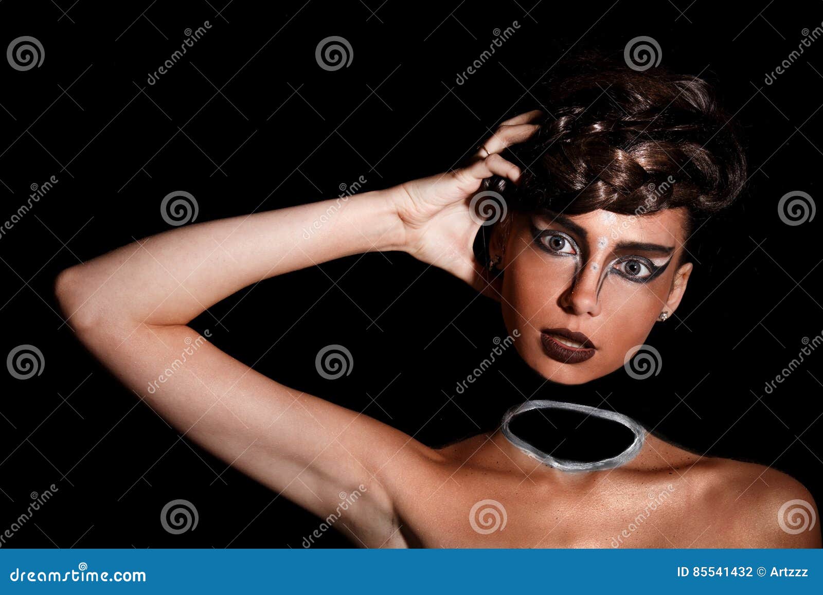 Woman with a Neckless Makeup Stock Photo - Image of futuristic ...
