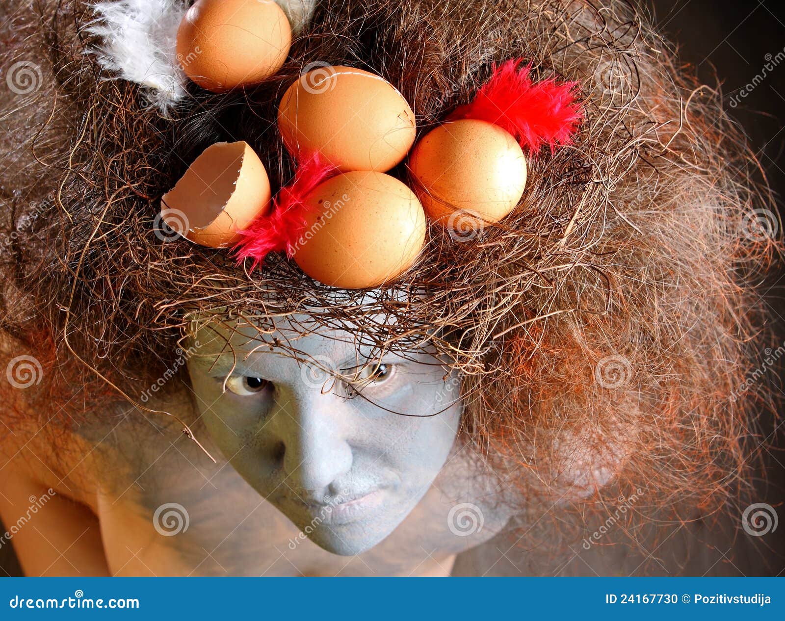 Woman with a nest in hair stock photo. Image of actor - 24167730