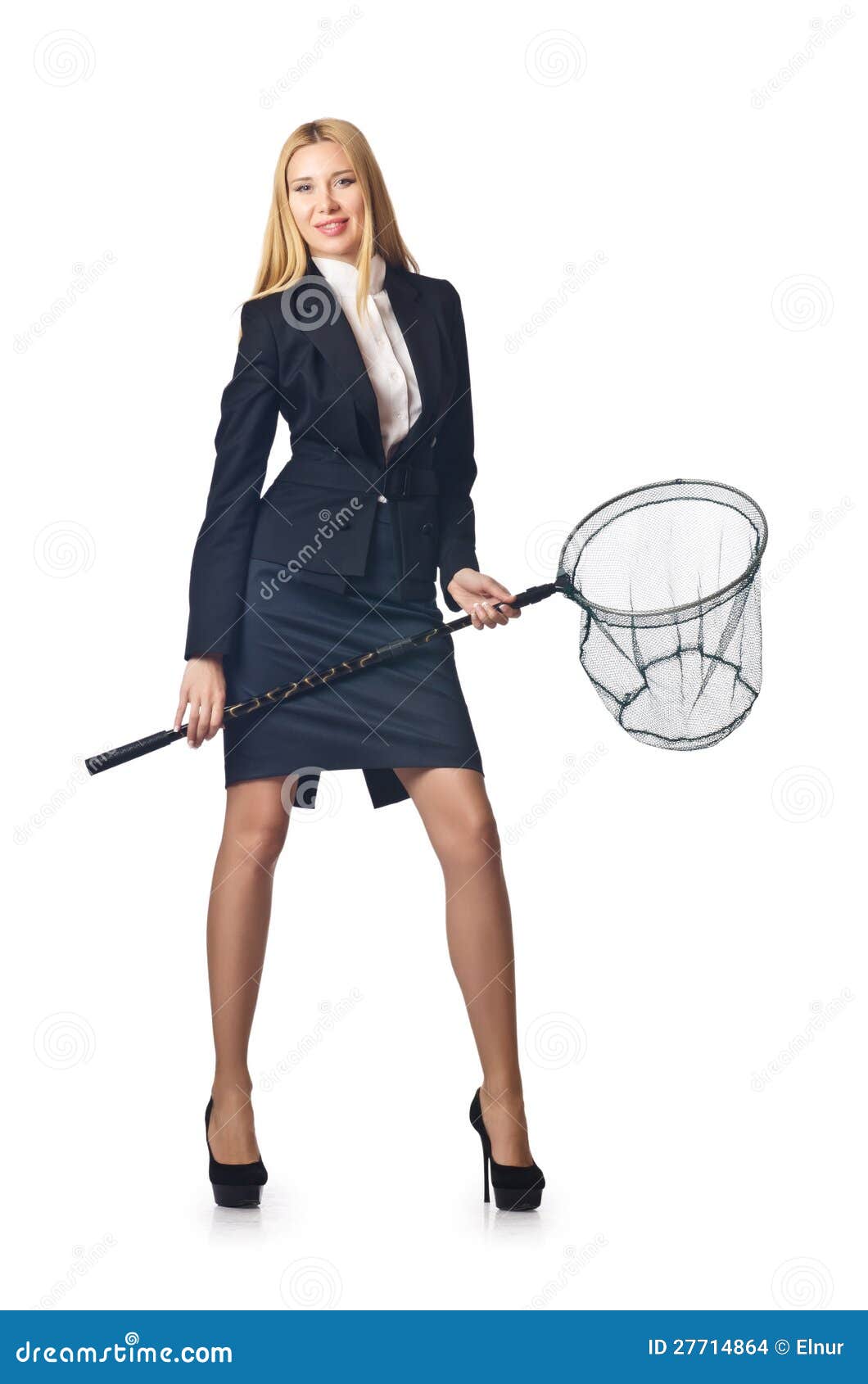 Woman with net isolated stock photo. Image of catch, cheerful - 27714864