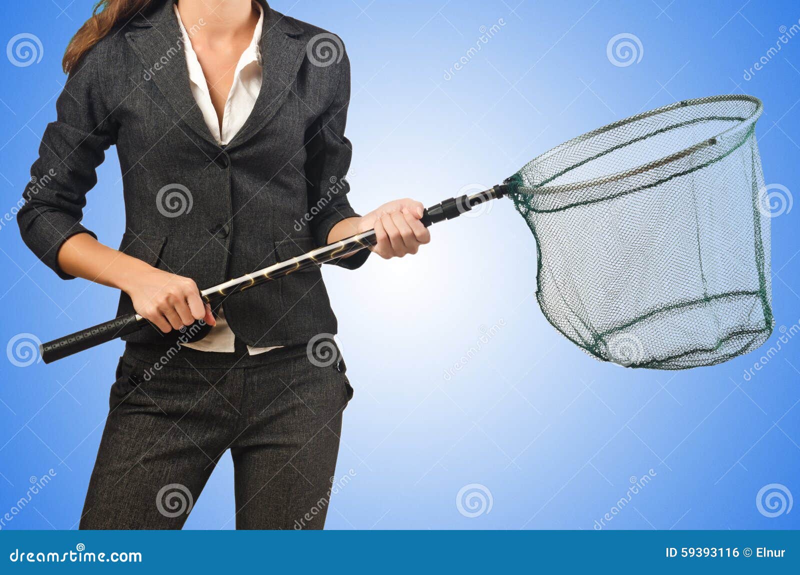 Woman with Net Isolated on White Stock Photo - Image of freedom, insect ...