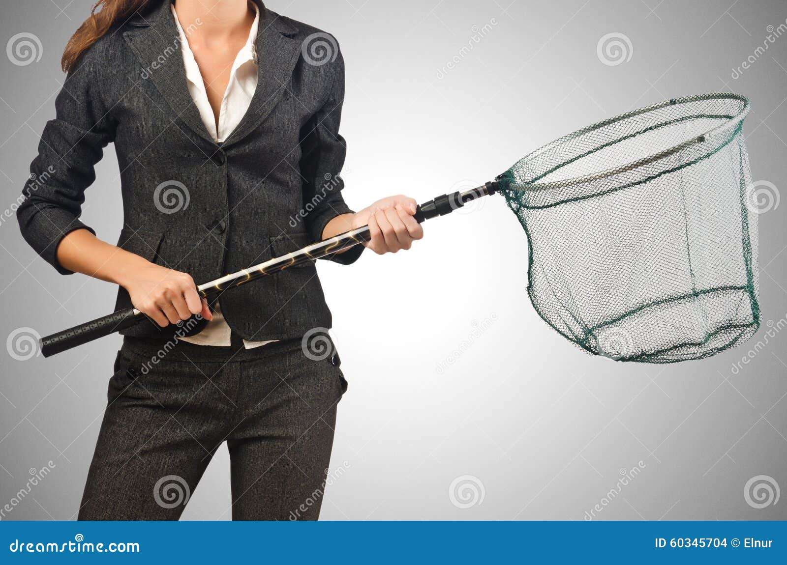 Woman with Net Isolated on White Stock Photo - Image of background ...