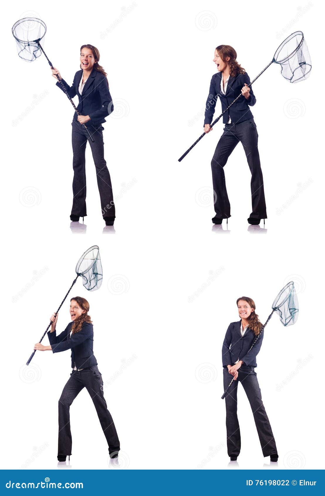 The Woman with Net Isolated on White Stock Photo - Image of ...