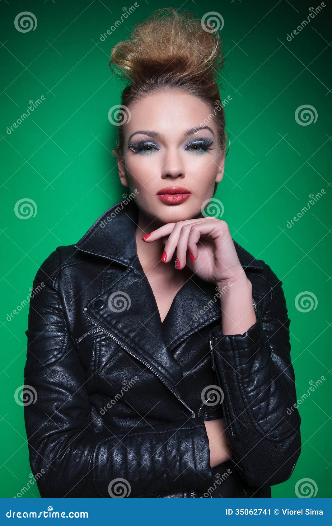 Woman with Nice Hairstyle and Makeup Looking at the Camera Stock Image ...