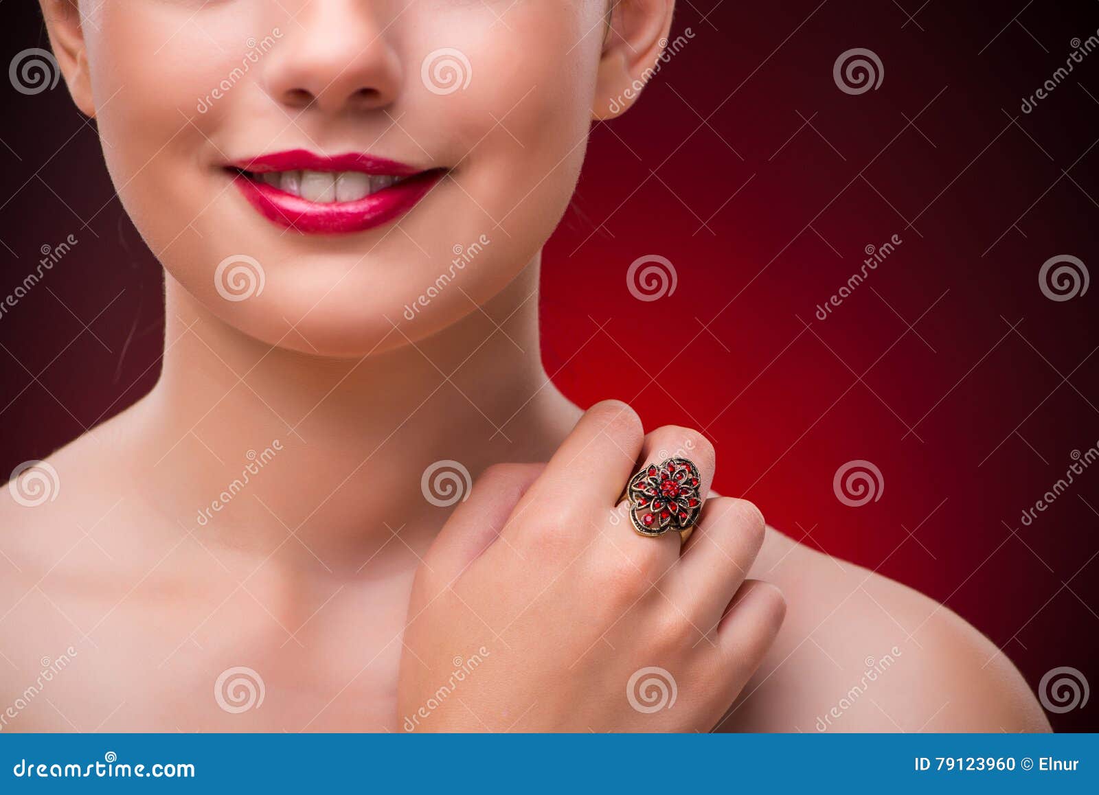 The Woman with Nice Ring in Beauty Concept Stock Photo - Image of ...