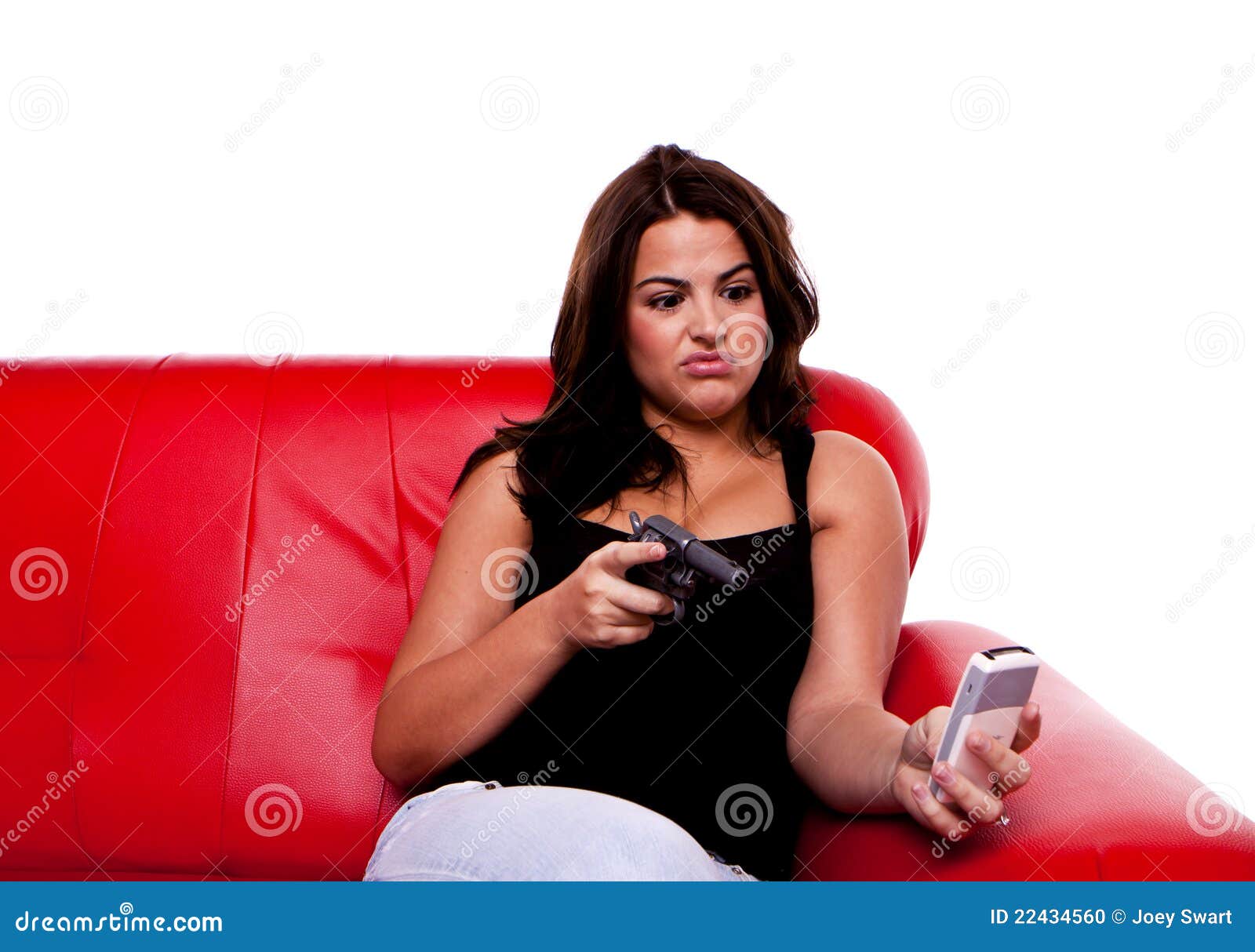 Woman Not Happy with a Caller. Stock Photo - Image of attractive ...