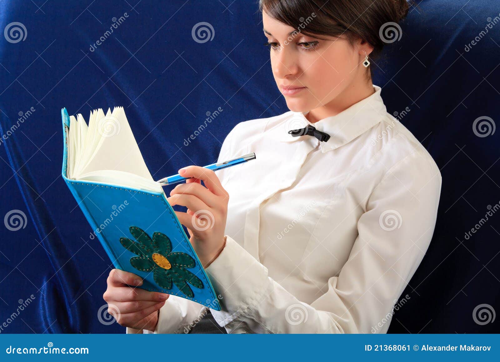 Woman with Notebook. Close Up Stock Image - Image of learn, happy: 21368061