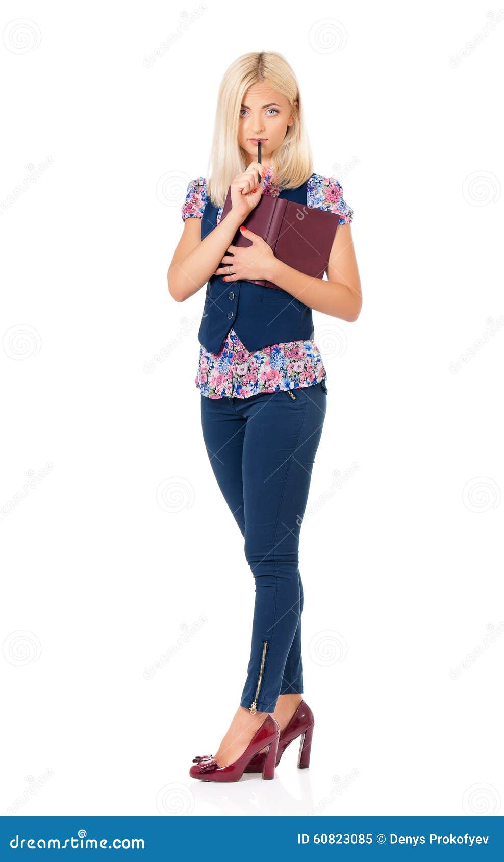 Woman with notepad stock image. Image of cheerful, female - 60823085