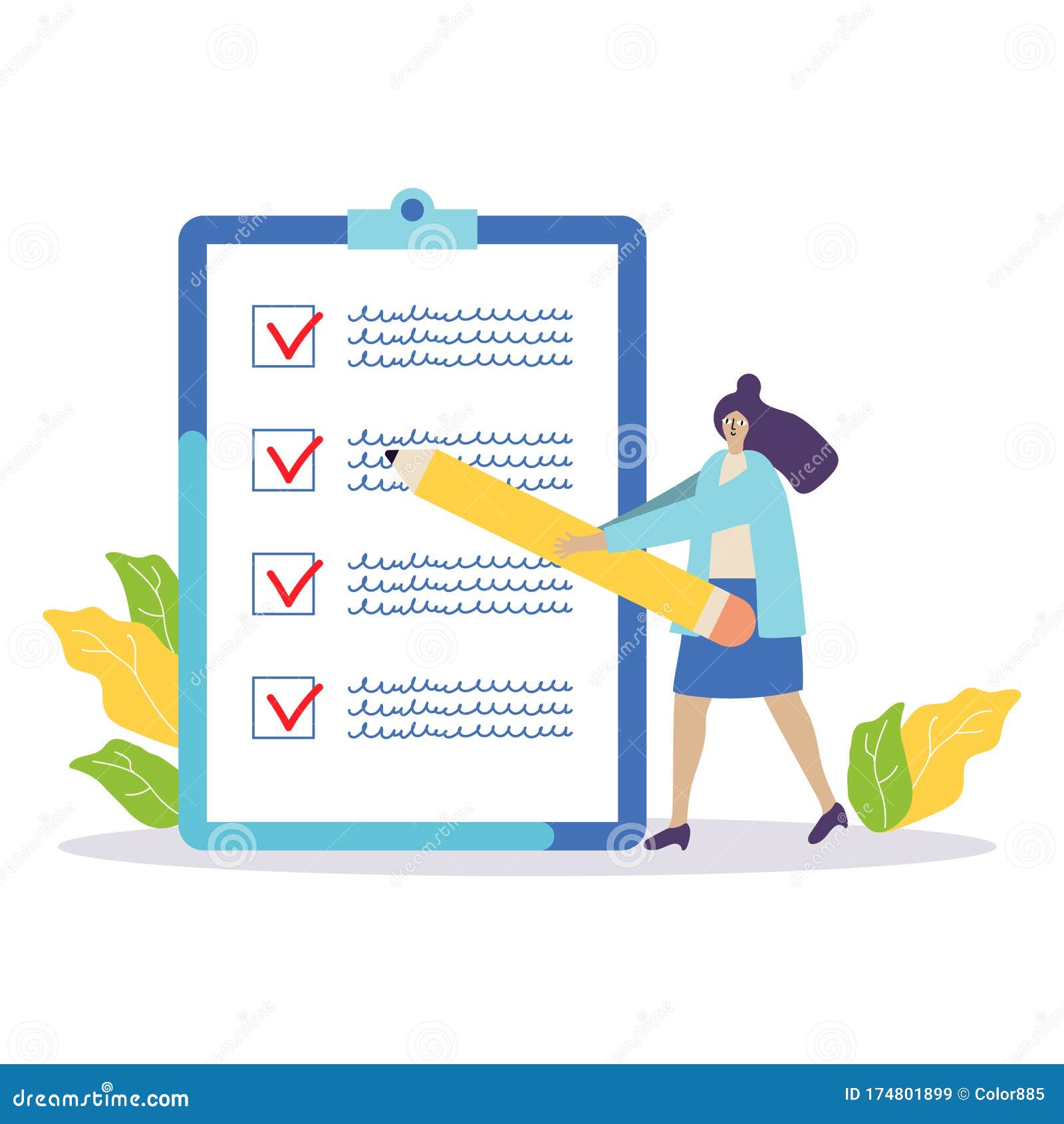 Woman Notes in Terms of Points Vector Illustration Stock Vector ...