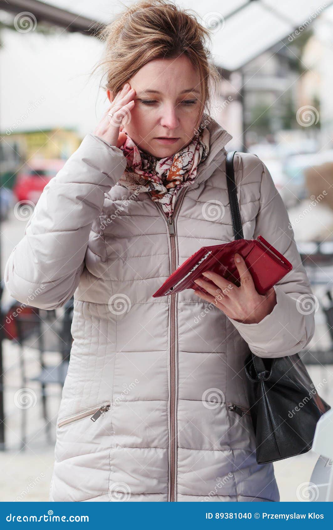 Woman Noticed that she Lost Her Debit Card Stock Photo - Image of ...