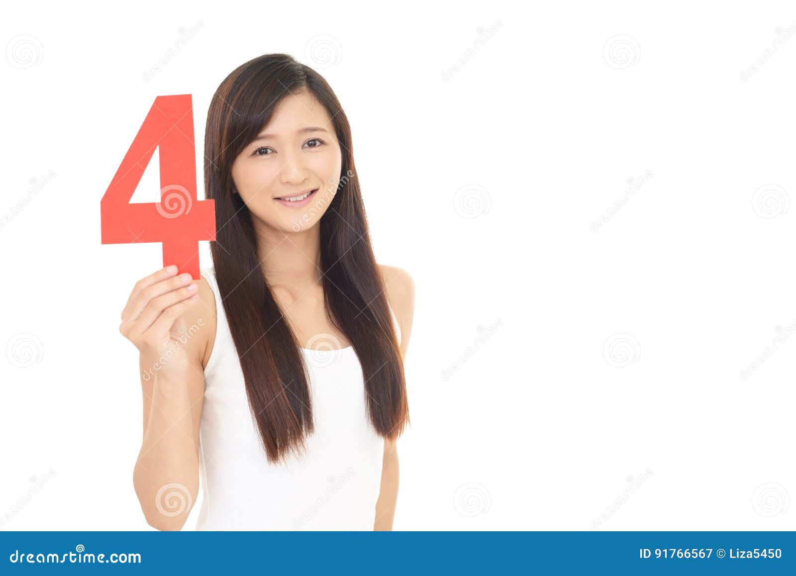 Woman with a number stock image. Image of healthy, lady - 91766567