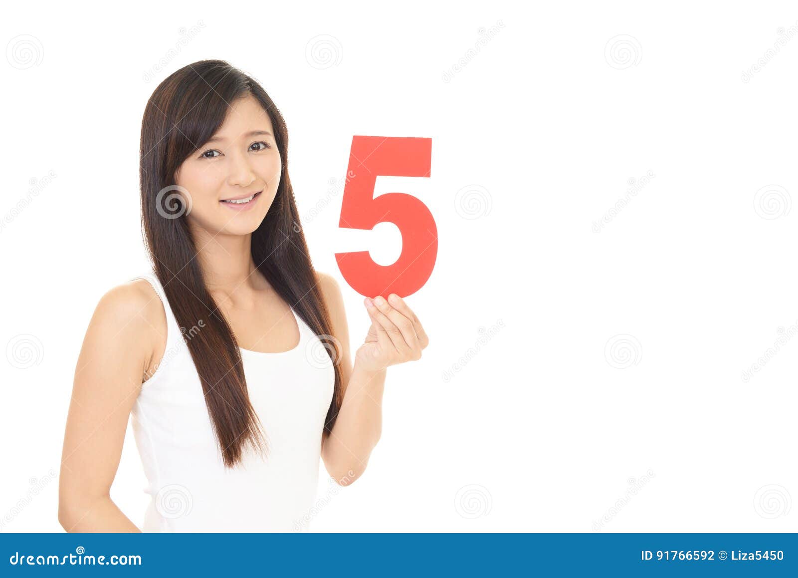 Woman with a number stock photo. Image of happiness, healthy - 91766592