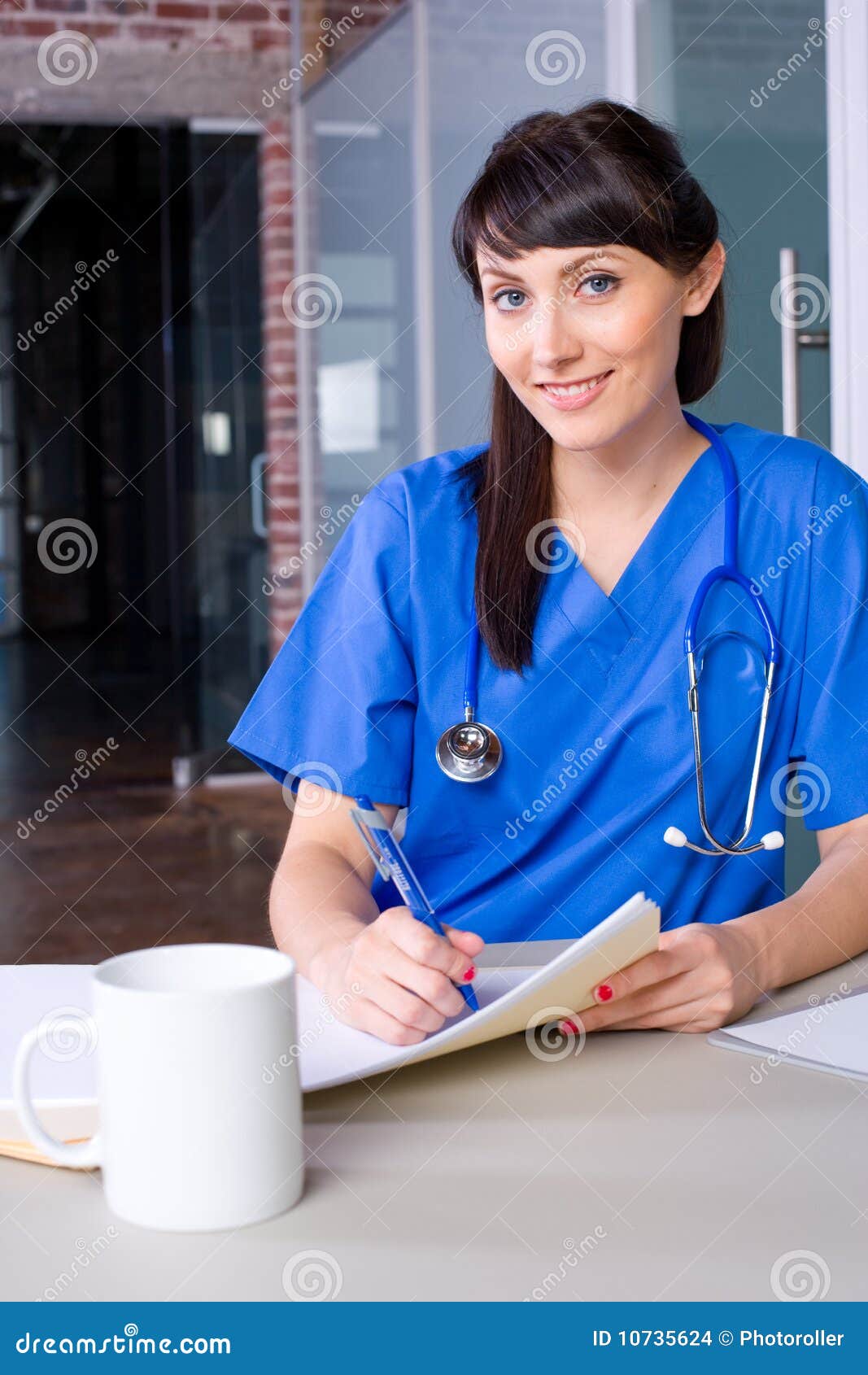 Woman Nurse chart stock photo. Image of clinic, chart - 10735624