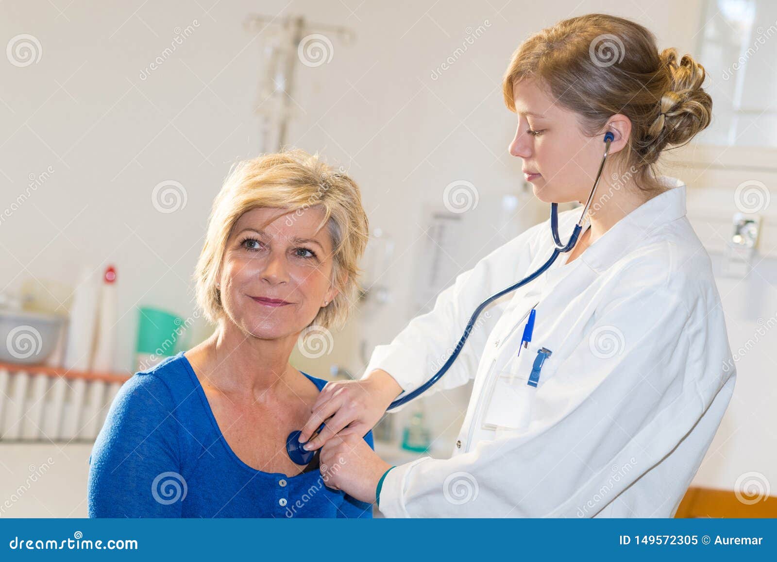 Woman Nurse Counting Heart Rate Stock Image - Image of women, test ...