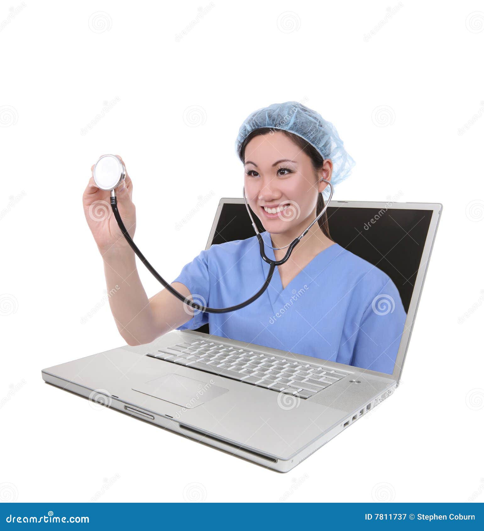 Woman Nurse and Latop Computer Stock Image - Image of electronics ...