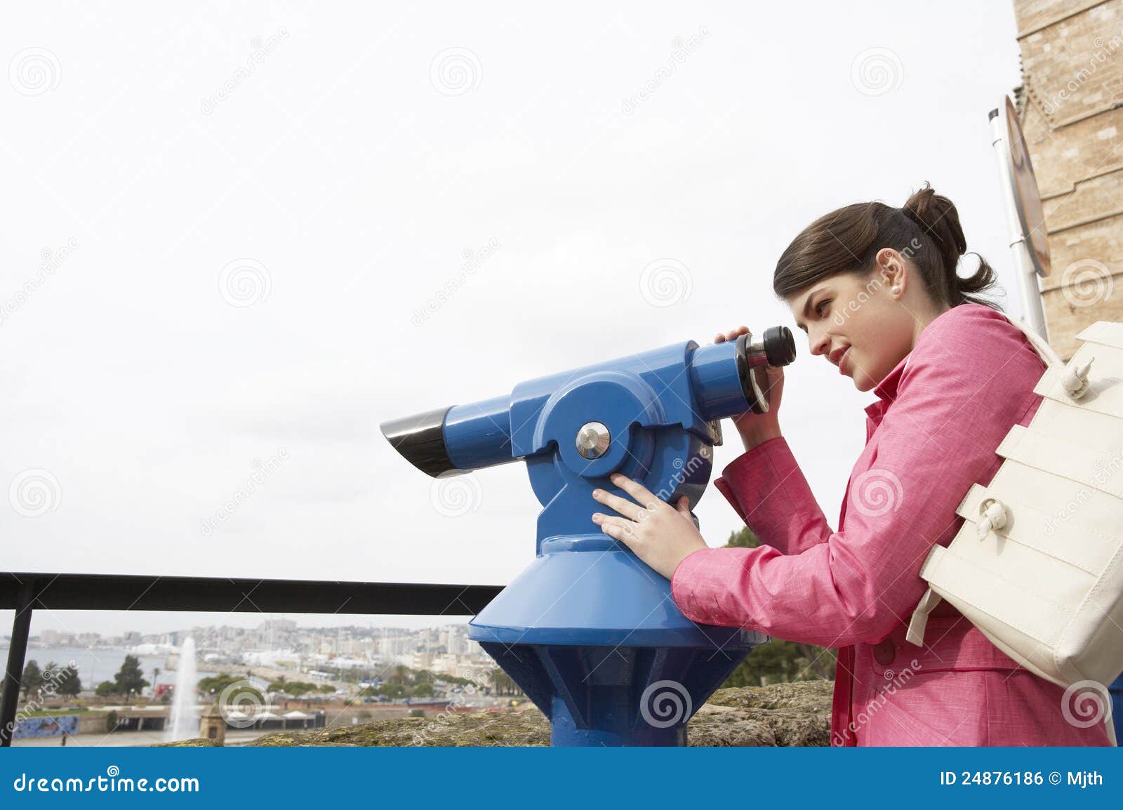 Woman at Observatory Smiling Stock Photo - Image of pink, palma: 24876186