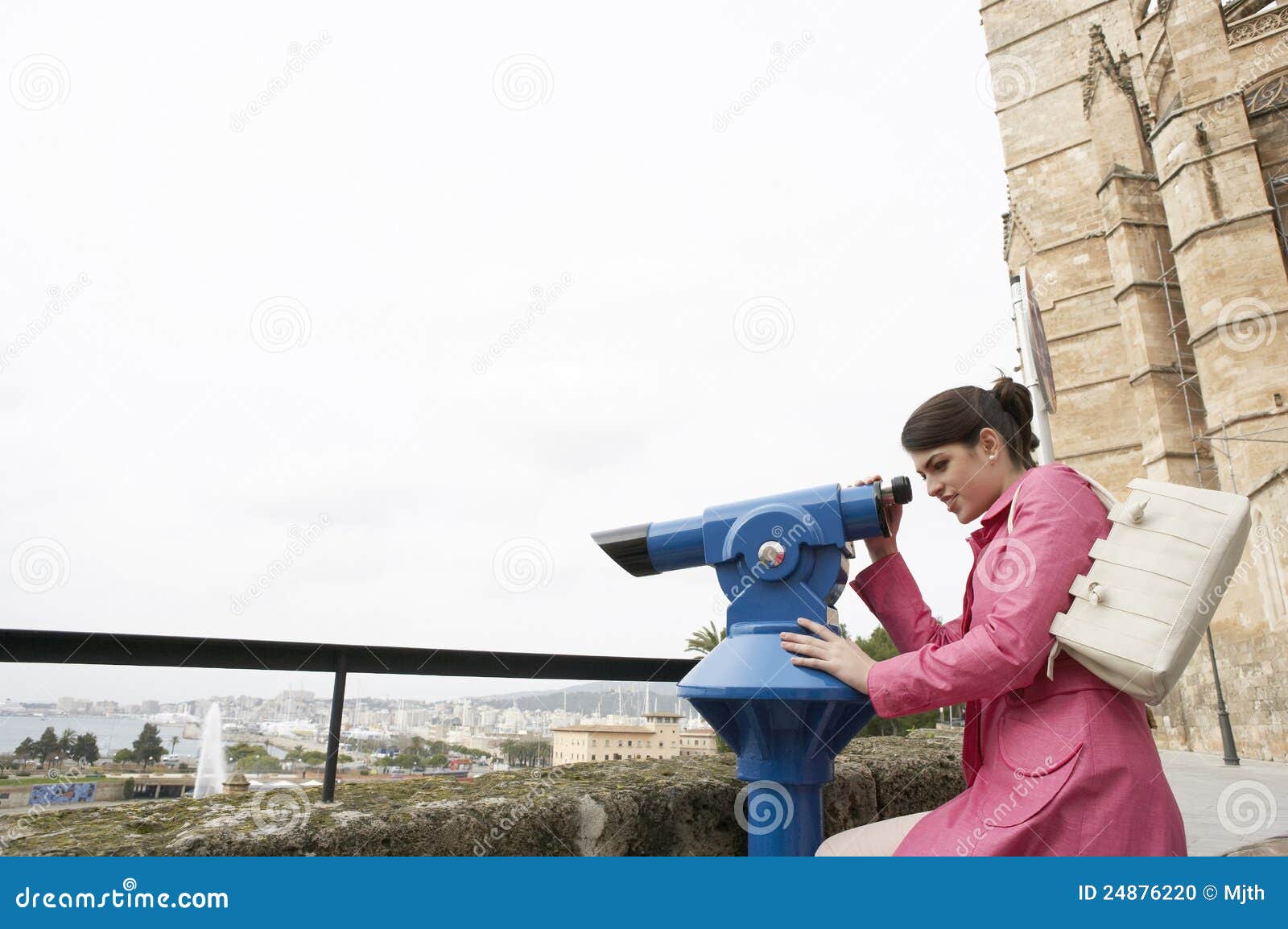 Woman at Observatory Smiling Stock Photo - Image of accessories ...