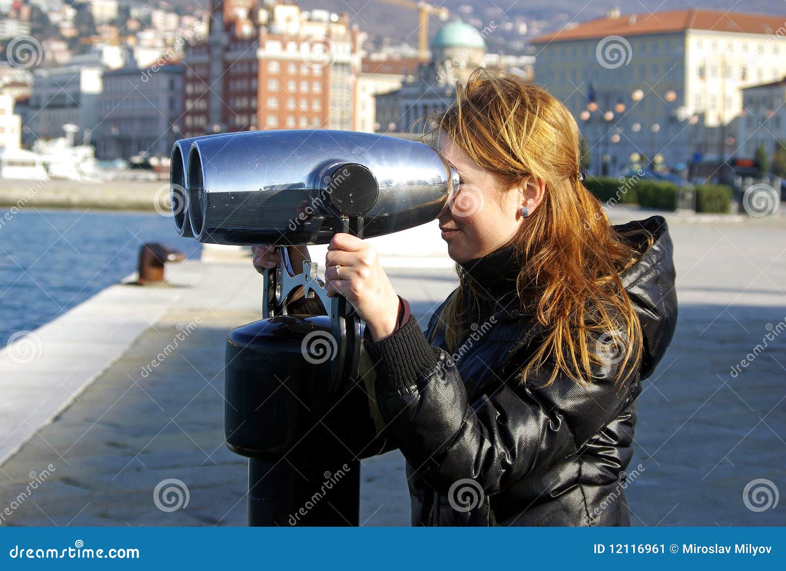 Woman Observing the Sea stock image. Image of observing - 12116961