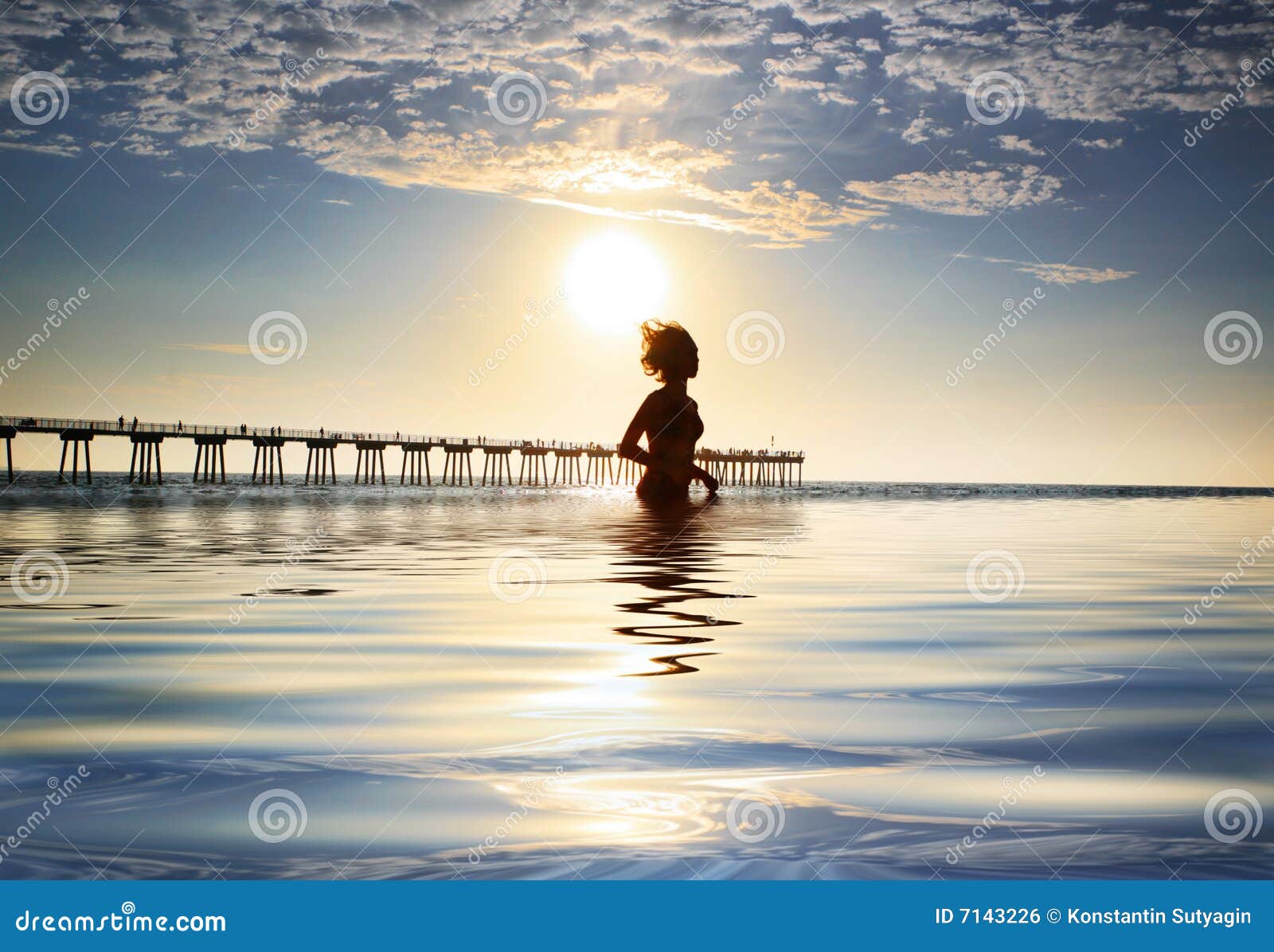 Woman in ocean stock photo. Image of water, vacation, sunset - 7143226