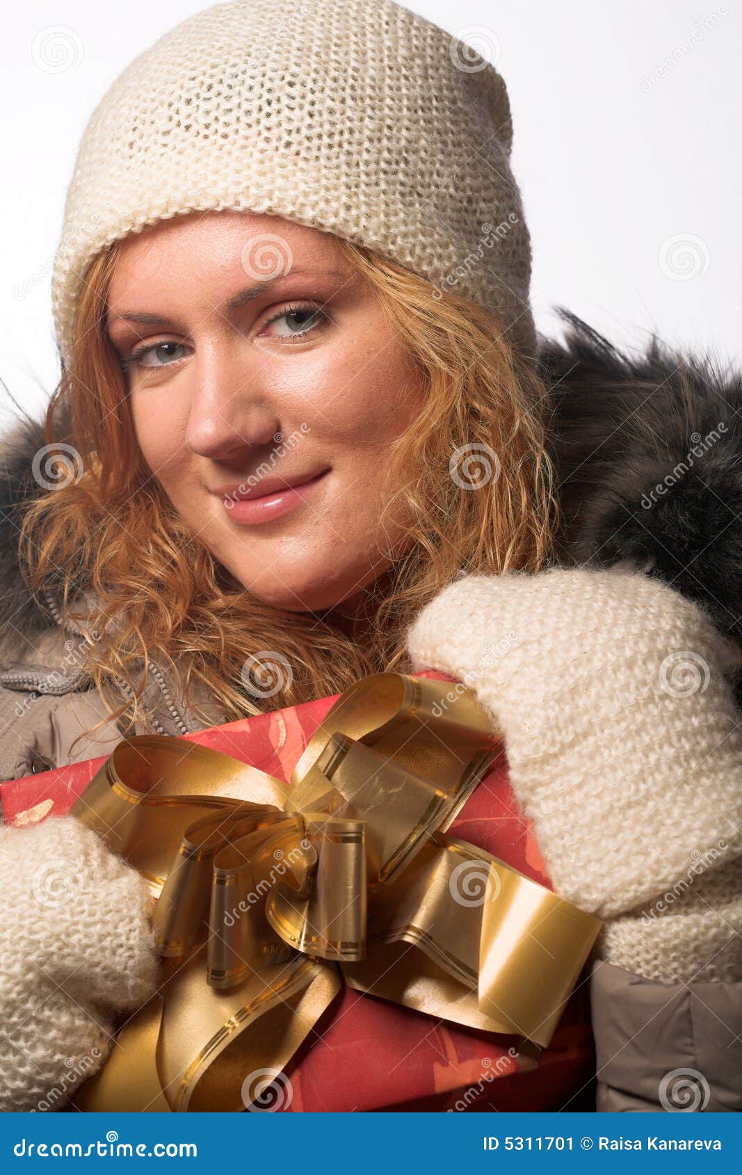 Woman Offering a Christmas Gift Stock Image - Image of wrapping ...