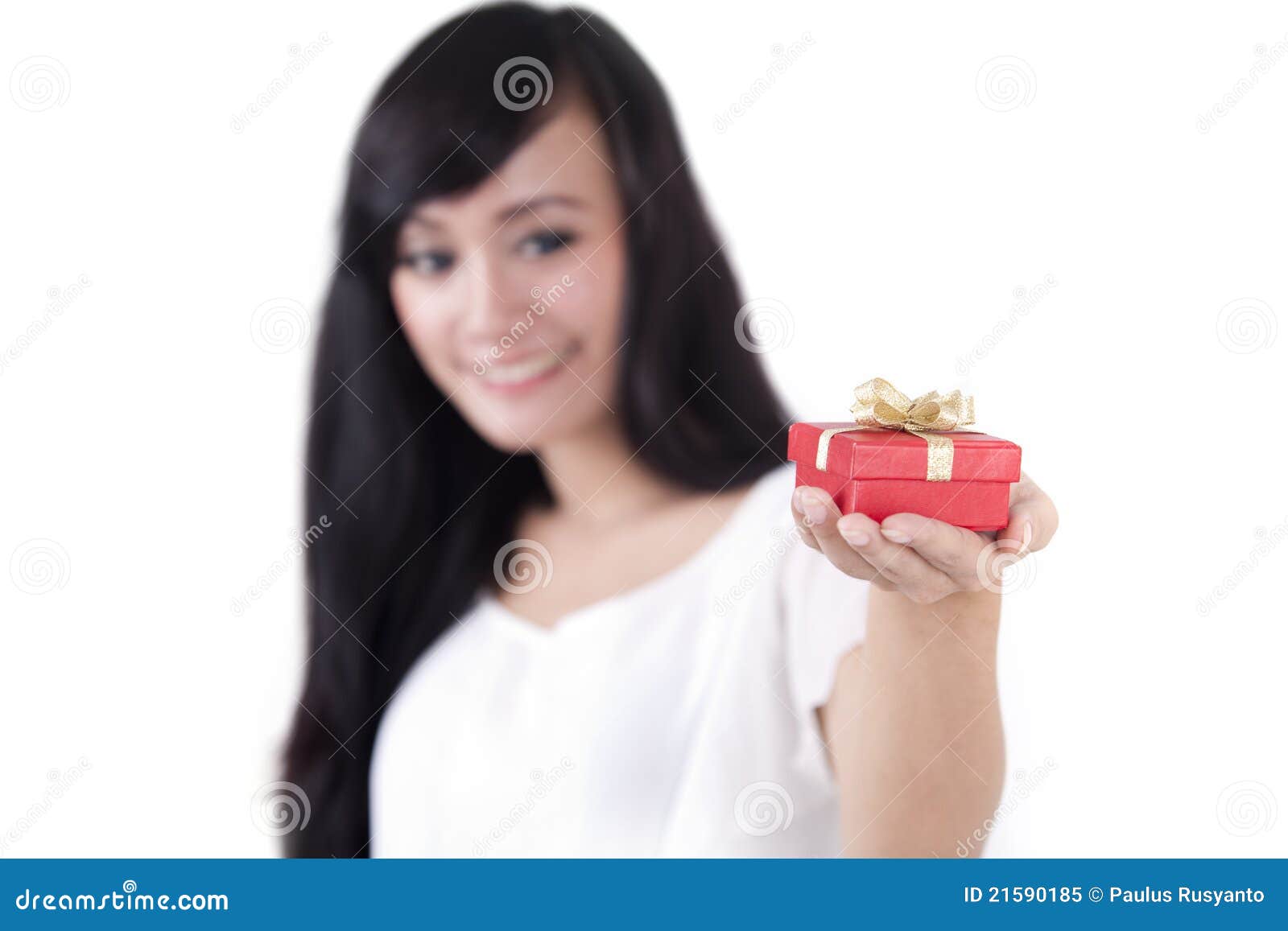 Woman offering a gift stock image. Image of attractive - 21590185