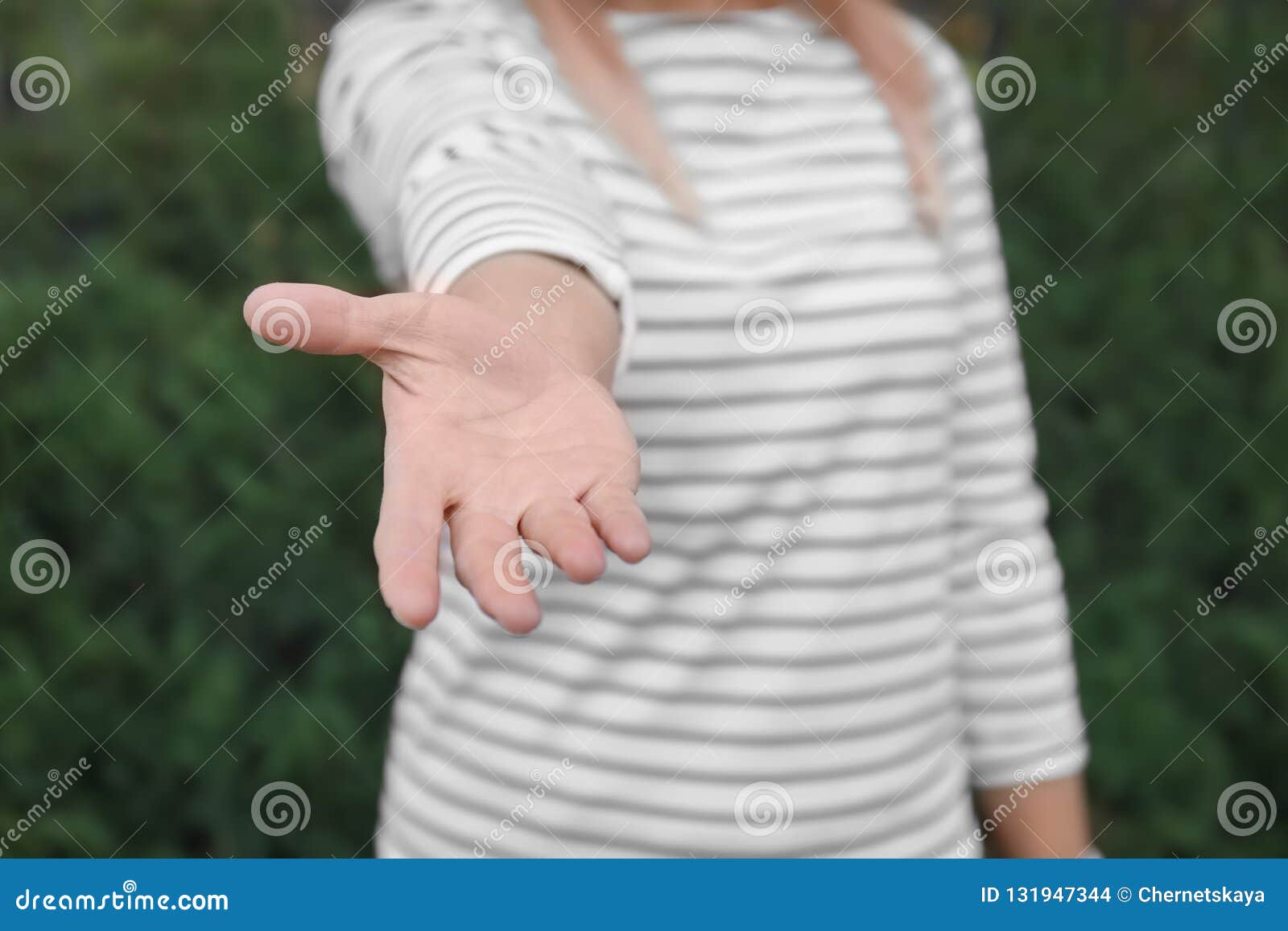 Woman Offering Helping Hand Outdoors Stock Photo - Image of giving ...