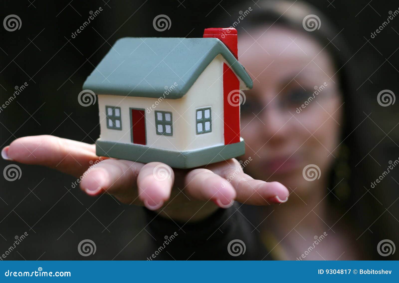 Woman offering a house stock image. Image of agent, estate - 9304817